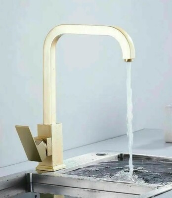 BNIB Brass Brushed Gold Kitchen Tap 360o Rotatable Water Mixer Basin ...