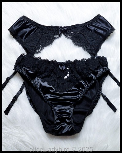 2pc Vintage VICTORIA'S SECRET Satin PANTIES Second Skin GARTER BELT ...