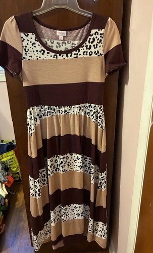 Lularoe Leopard Cheetah Color Block M Riley Dress Animal Pink Red ...