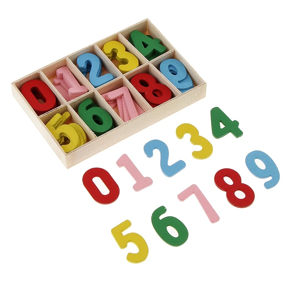 60 pcs Wooden Number Set 25mm, DIY Craft Project, Numerical Counters ...