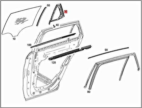Genuine MERCEDES Glc X253 SUV For door left Side window fixed ...