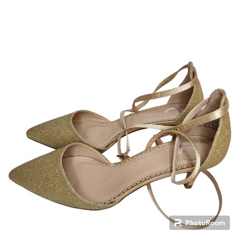 Journee Collection Womens Luela Pumps Strappy Gold Glitter Size 9 Heel ...