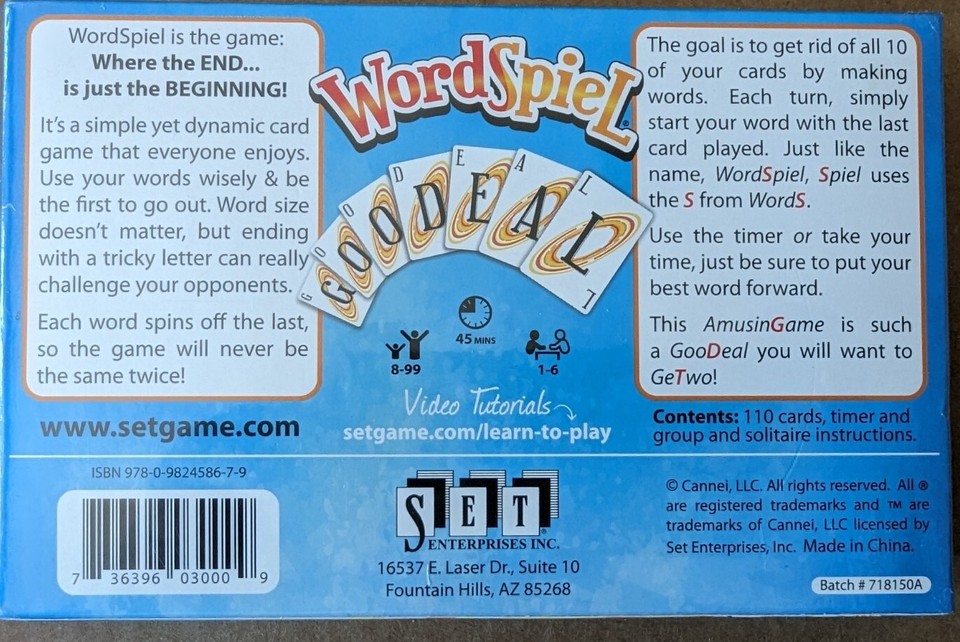 Wordspiel Language Word Card Game New Sealed | eBay