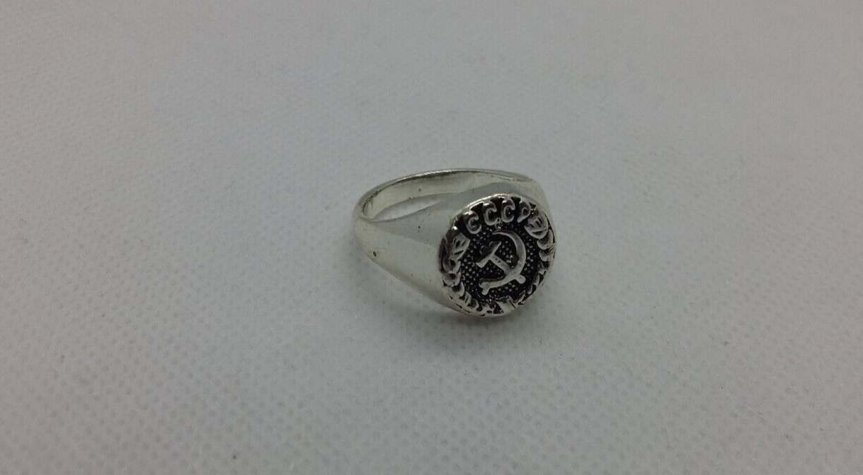 Soviet Style MEN's ring - Silver COLOR RING - CCCP logo - Russia | eBay