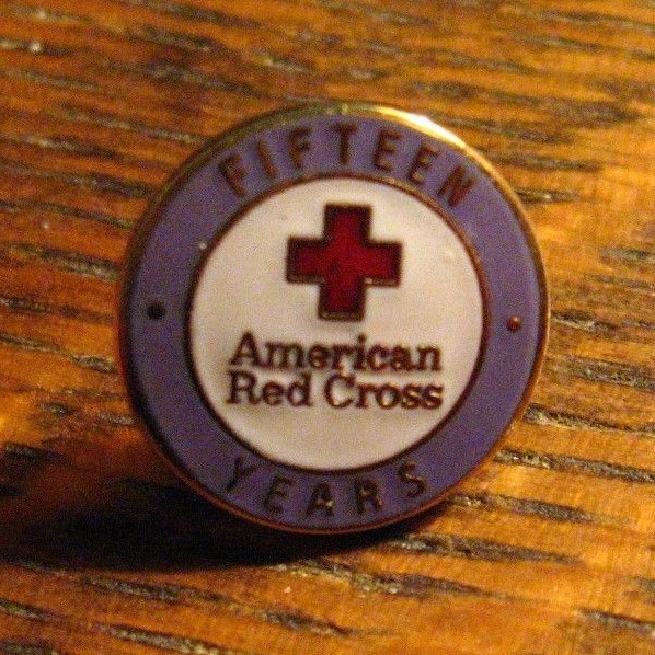 American Red Cross Lapel Pin - Fifteen 15 Year Anniversary 24K Gold ...