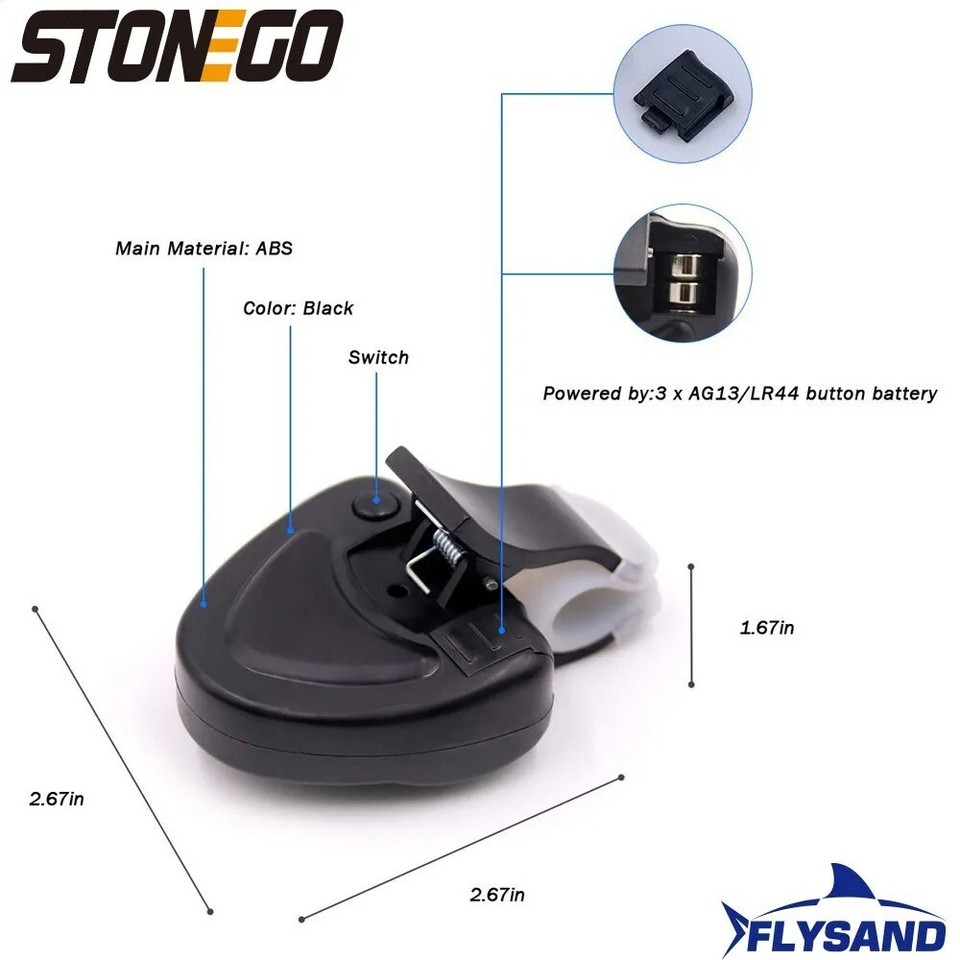 Electronic LED Light Fishing Bite Sound Alarm Alert Bell Clip On Fish ...