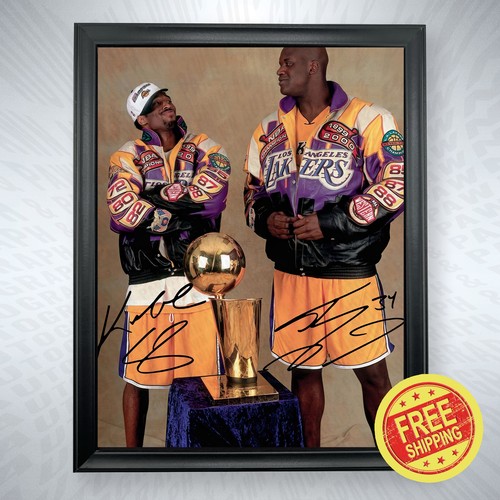 Kobe Shaq Framed Autograph Reprint Signed 8x10 Photo Signature Poster ...