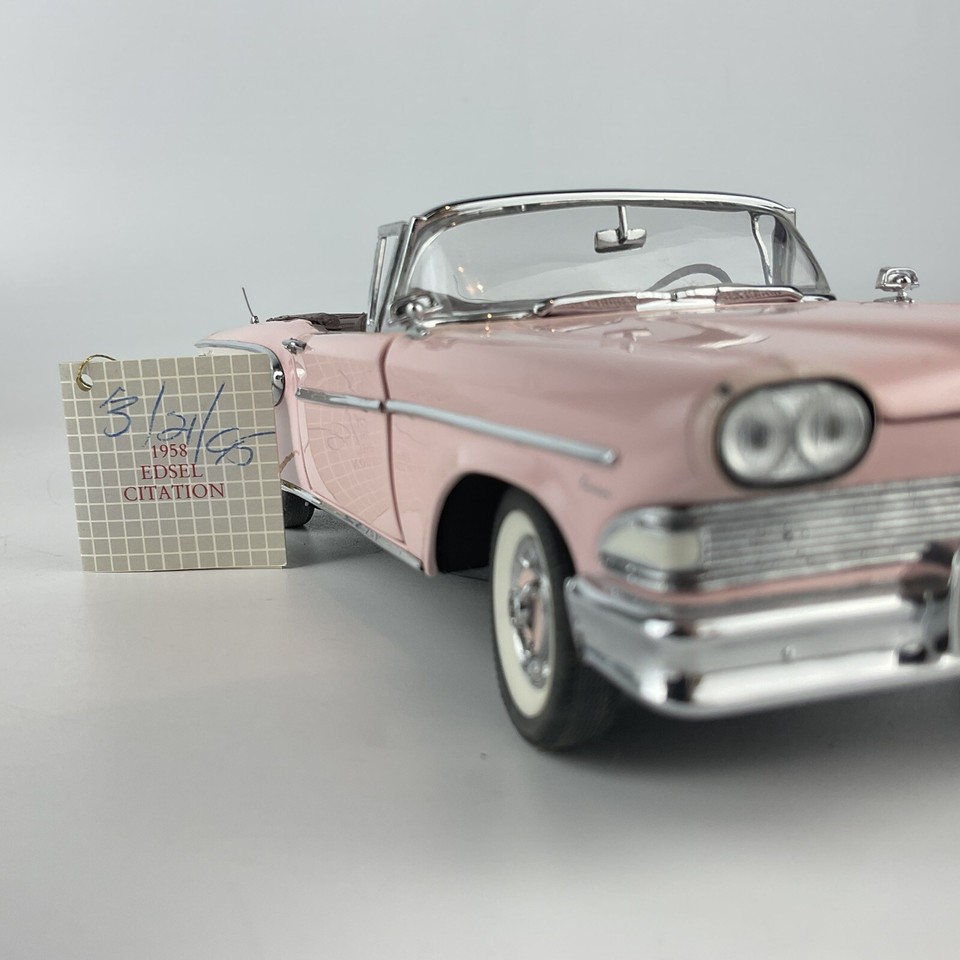 Franklin Mint ~ 1958 Edsel Citation Convertible PINK ~1:24 READ ...