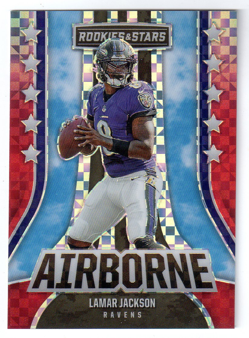 2023 Panini Rookies & Stars #AI-3 LAMAR JACKSON 'AIRBORNE' RED PLAID ...