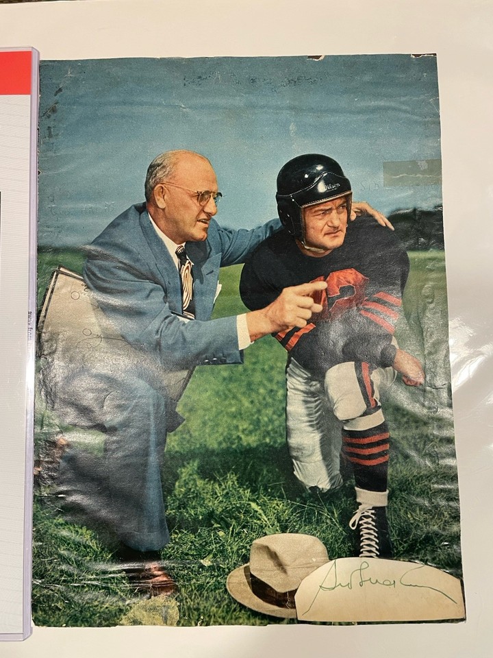 Sid Luckman signed cut on matted magazine Photo Football HOF Bears PSA ...