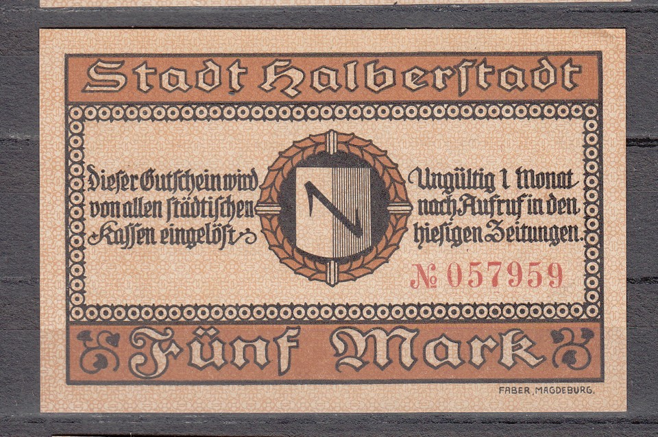 Halberstadt - Stadt - 5 Mark - Geiger 209.01a) - entwertet: "Entwertet" Kasten | eBay UK
