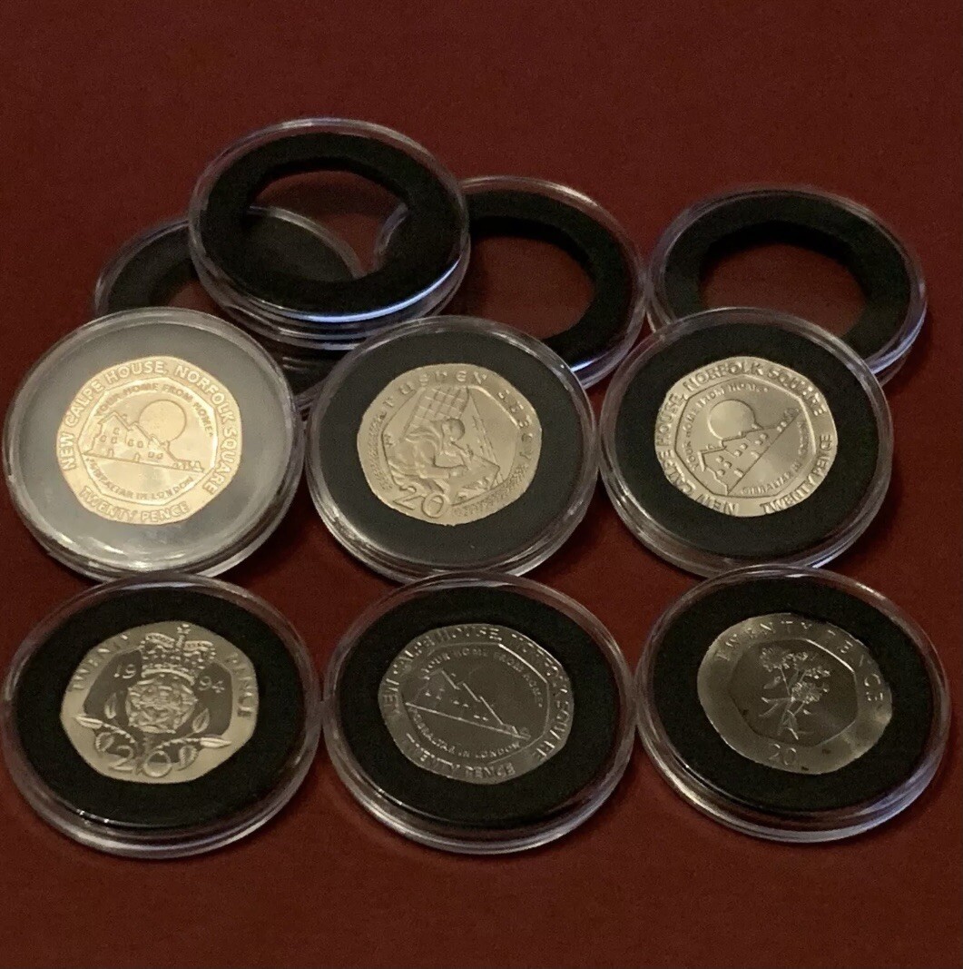 20 x Coin capsule Holder with Insert Foam For 20p Designs UK IOM (NO ...