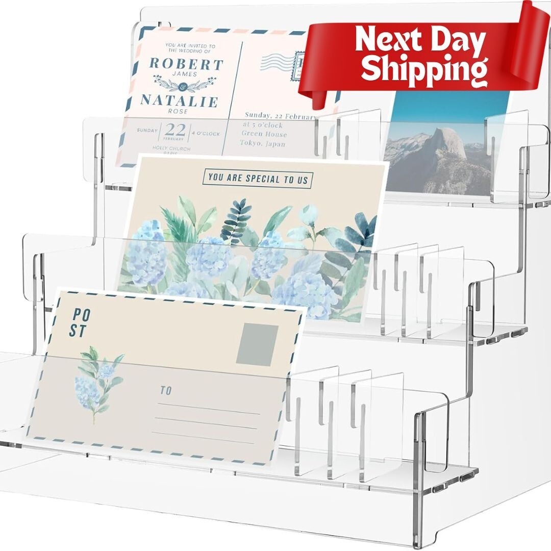 3 Tier Greeting Card Display Rack, Clear Acrylic Sticker Display Stand ...