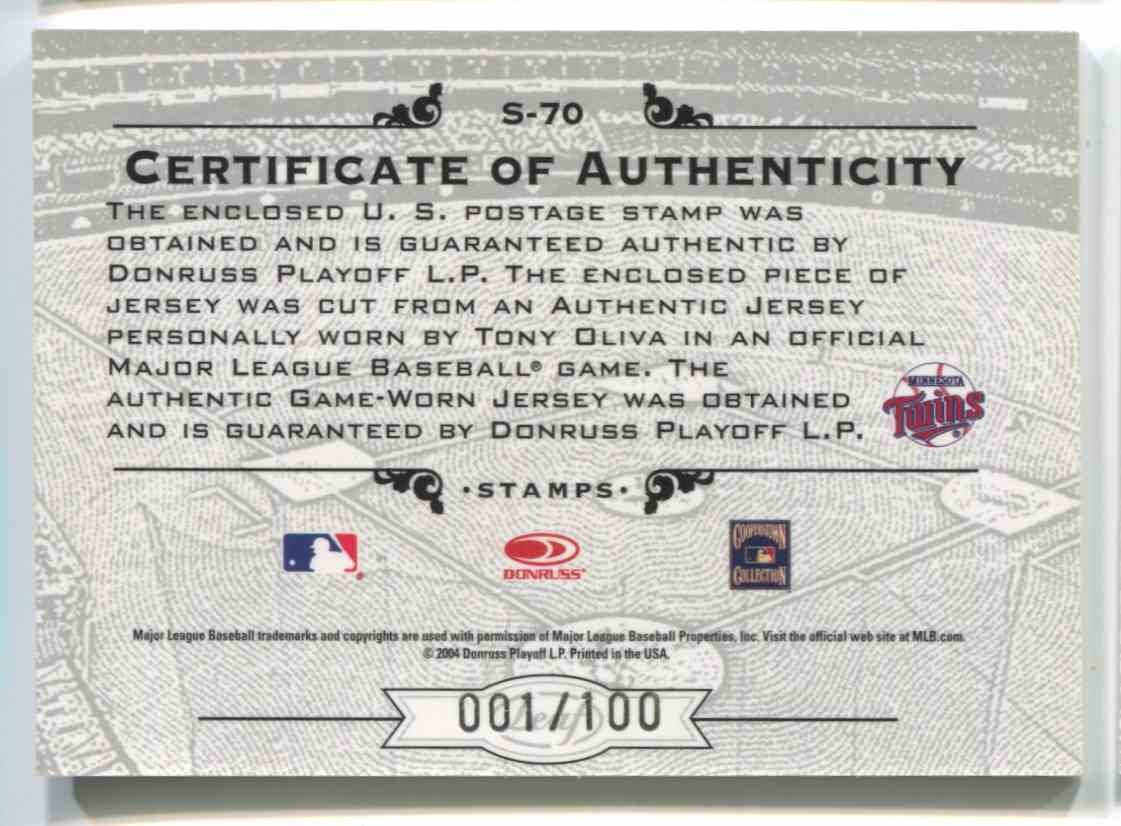 2005 LEAF CENTURY STAMP POSTMARK USA FLAG RELIC #70 TONY OLIVA TWINS 1/ ...