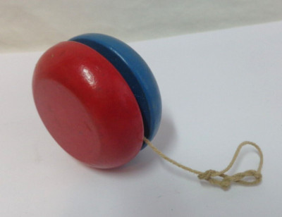 VINTAGE ANTIQUE WOOD WOODEN RED & BLUE YOYO YO-YO WORKS | eBay