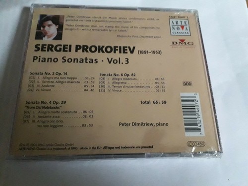 PROKOFIEV PETER DIMITRIEW PIANO SONATAS VOL 3 CD NEW SEALED SONATA NOS ...