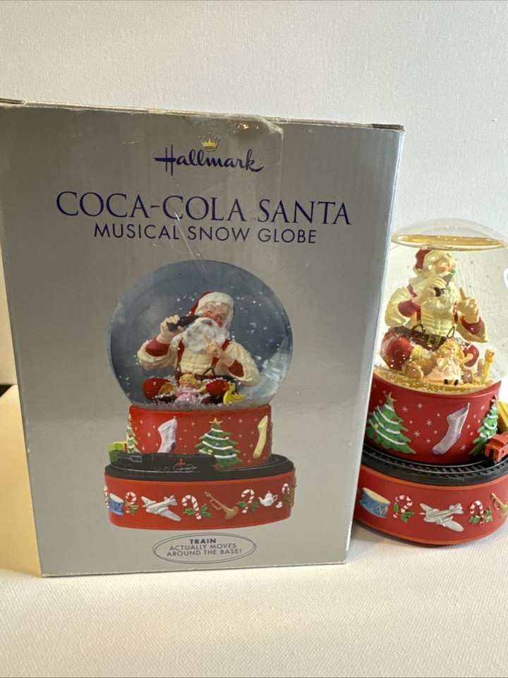 Hallmark Coca-Cola Santa Musical Snow Globe with Moving Train 2001 In Box | eBay
