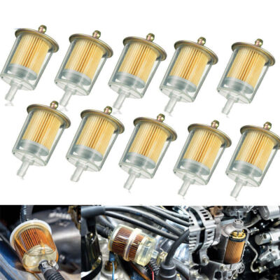 10PCS 3/8" Fuel Filters Industrial Universal Motorcycle Inline Metal ...