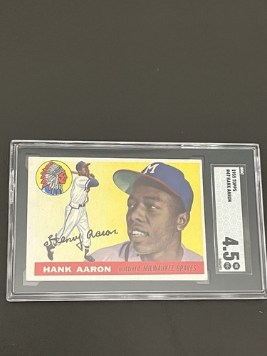 1955 Topps HANK AARON Milwaukee Braves 2nd Year Card #47 SGC 4.5 VG/EX+ ...