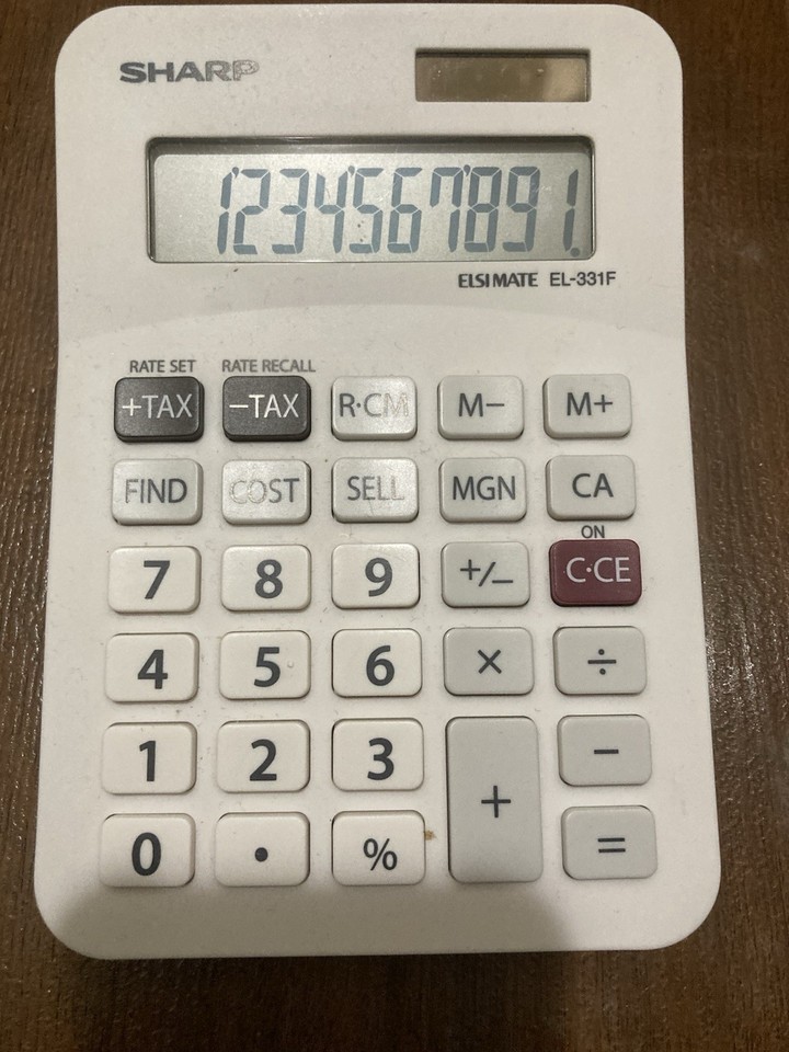 Sharp EL-331F Tax Calculator Cost/Sell/Margin 10 Digit Tested and ...