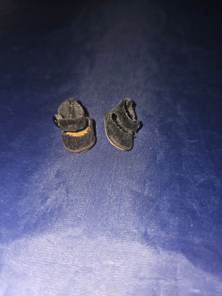 VTGblack velvet button Shoes 8" Ginny Doll 1950s pair mary jane vogue ...