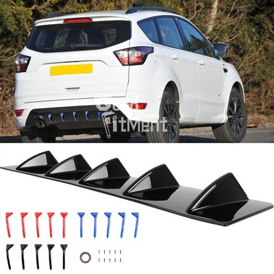 Glossy Black Rear Bumper Spoiler Lip Shark Fin Splitter Diffuser For ...