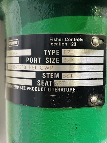 Fisher 3/4” 600# EZ E-body Globe Steam Control Valve Size 3A Type 655 ...