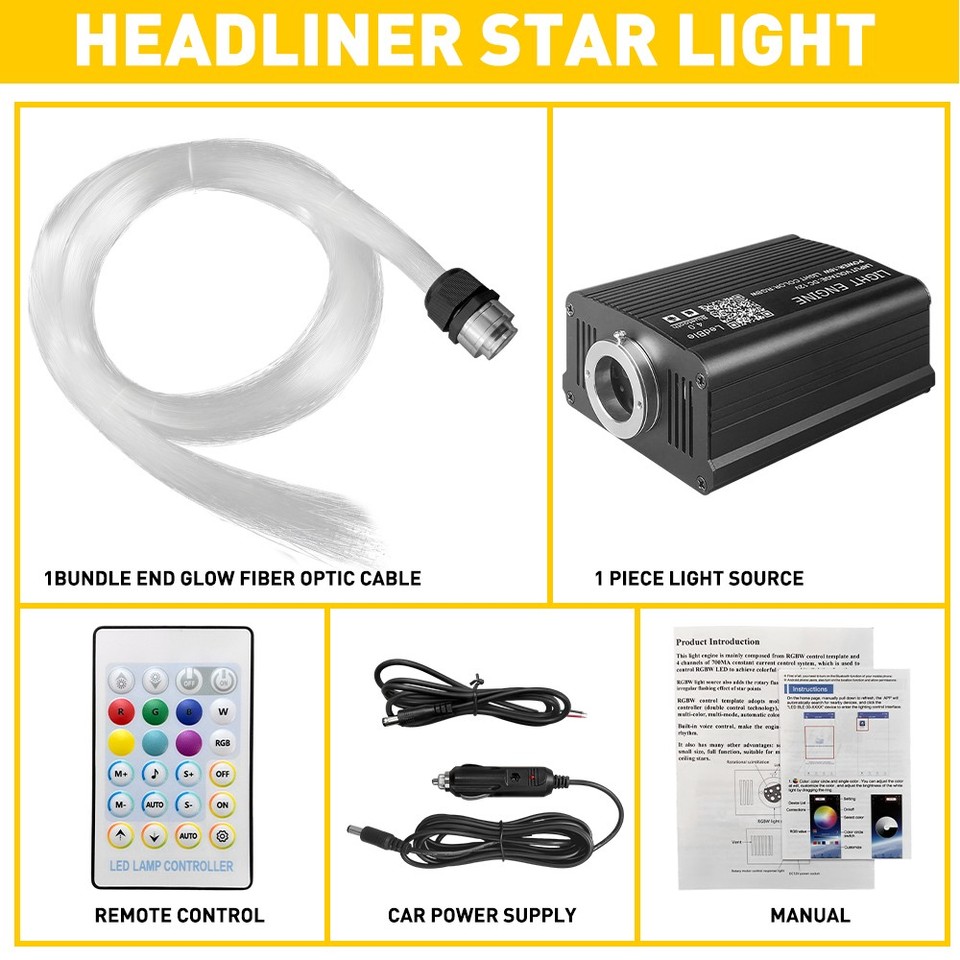 500pcs Car Home Headliner Star Lights Roof Twinkle Ceiling Light Fiber ...