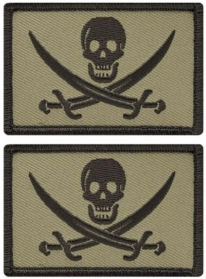 Calico Jack Jolly Roger Skull Swords Pirate Flag Patch | 2PC HOOK BACK ...