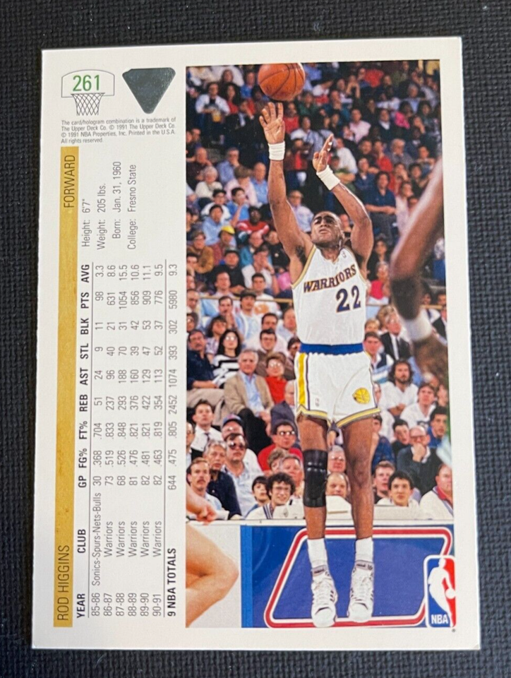 1991 Upper Deck Card # 261 Rod Higgins - Golden State Warriors | eBay