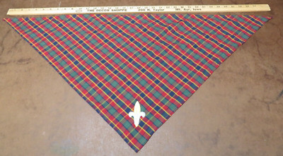 VTG Boy Scouts of America neckerchief plaid blue yellow logo | eBay
