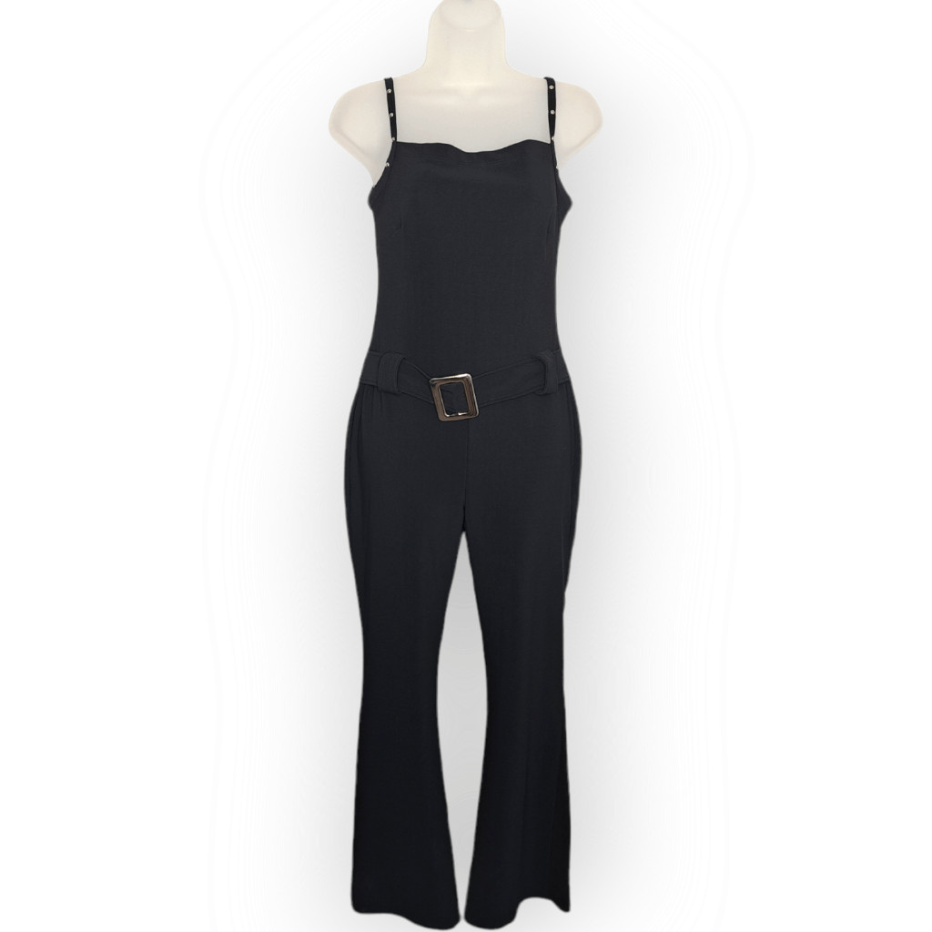 Klueless Vintage 90s Goth Rave Flare Jumpsuit size La… - Gem