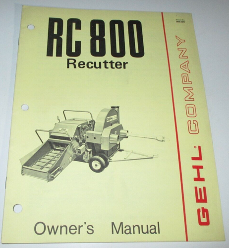 Gehl RC Recutter Operators Owners Manual ORIGINAL! 10/73 | eBay
