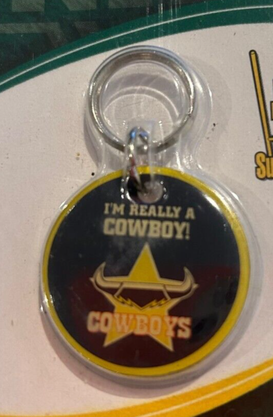 NRL Cowboys DOG CAT PET ID TAG OR KEY RING BNIP, 3cm round, new, not ...