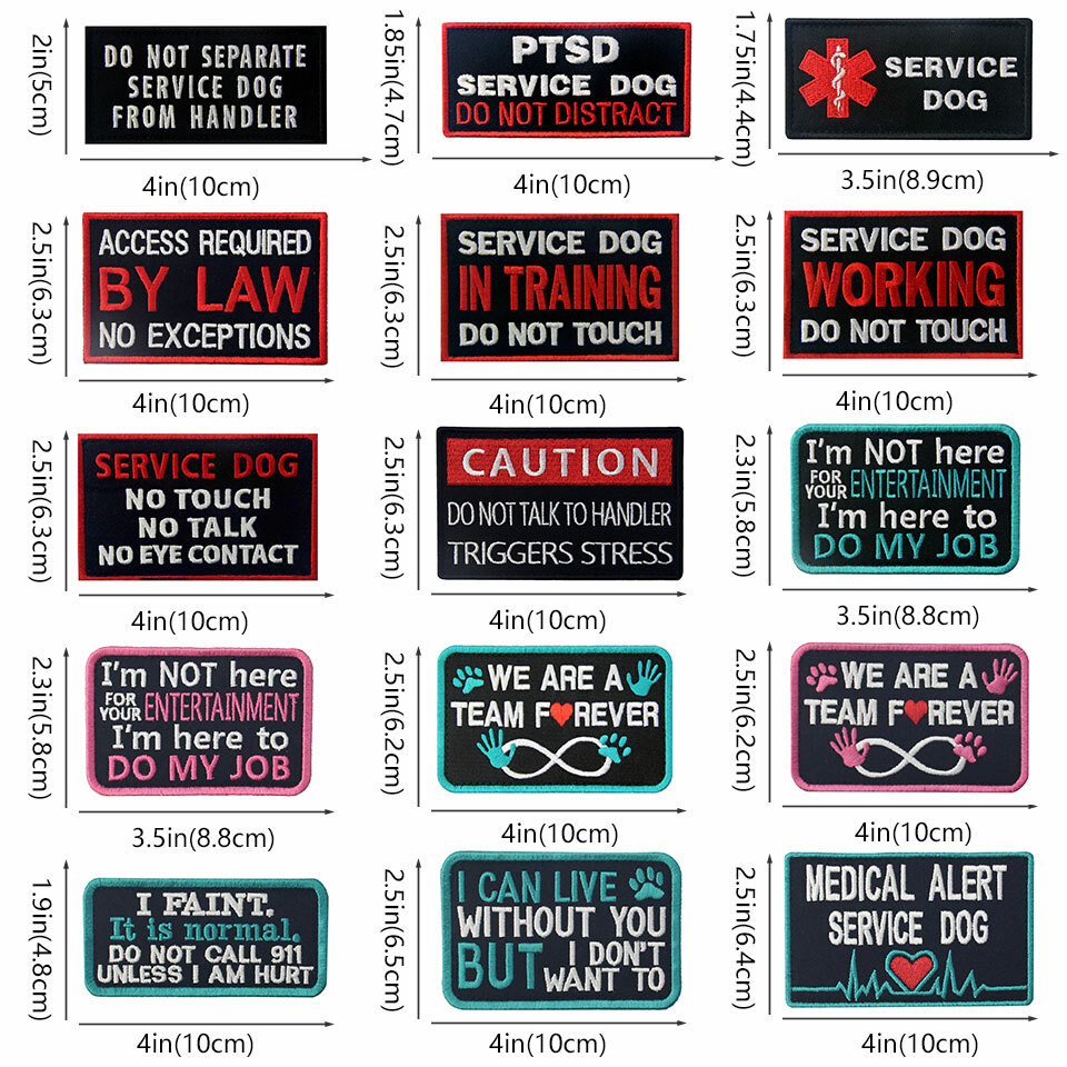 Service Dog vest patches Embroidered Hook Loop transfers Badges Many ...