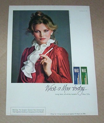 1980 print ad - Max Cigarettes SEXY GIRL smoking SAZ fashions ...
