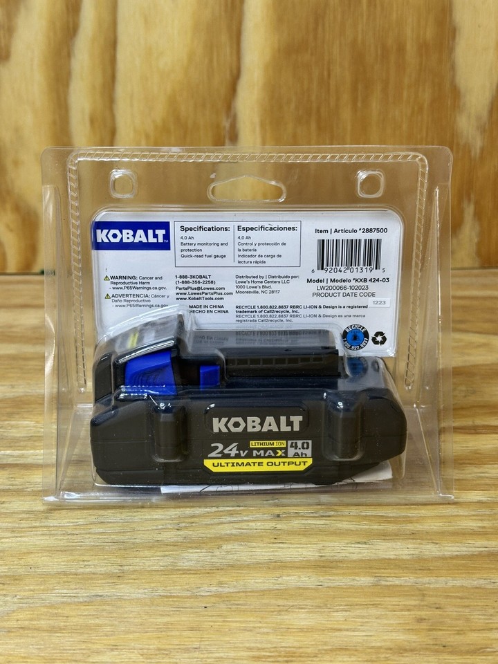 BRAND NEW Kobalt 4.0 Ah Lithium-Ion Battery 24V Max Ultimate Output ...