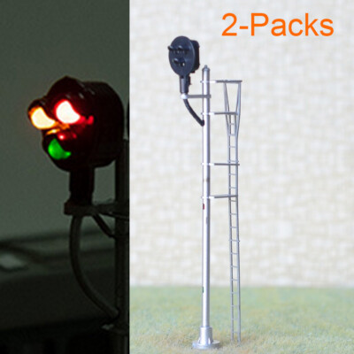2PCS HO Scale Model Tri-lights 3 Colors Block Type G Signal Metal 1 ...