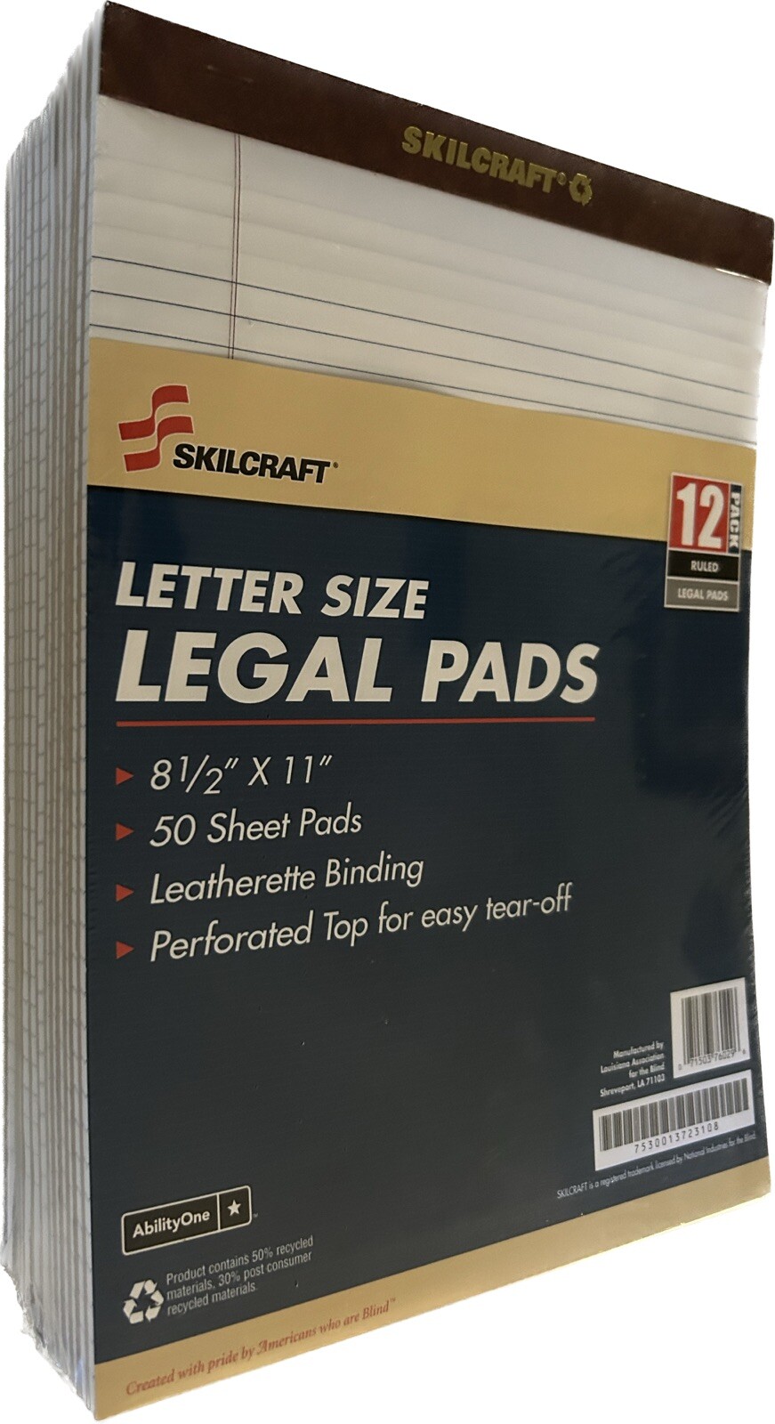 SKILCRAFT Legal Ruled Writing Pads 12 Pack Letter Size 50 Sheets White ...