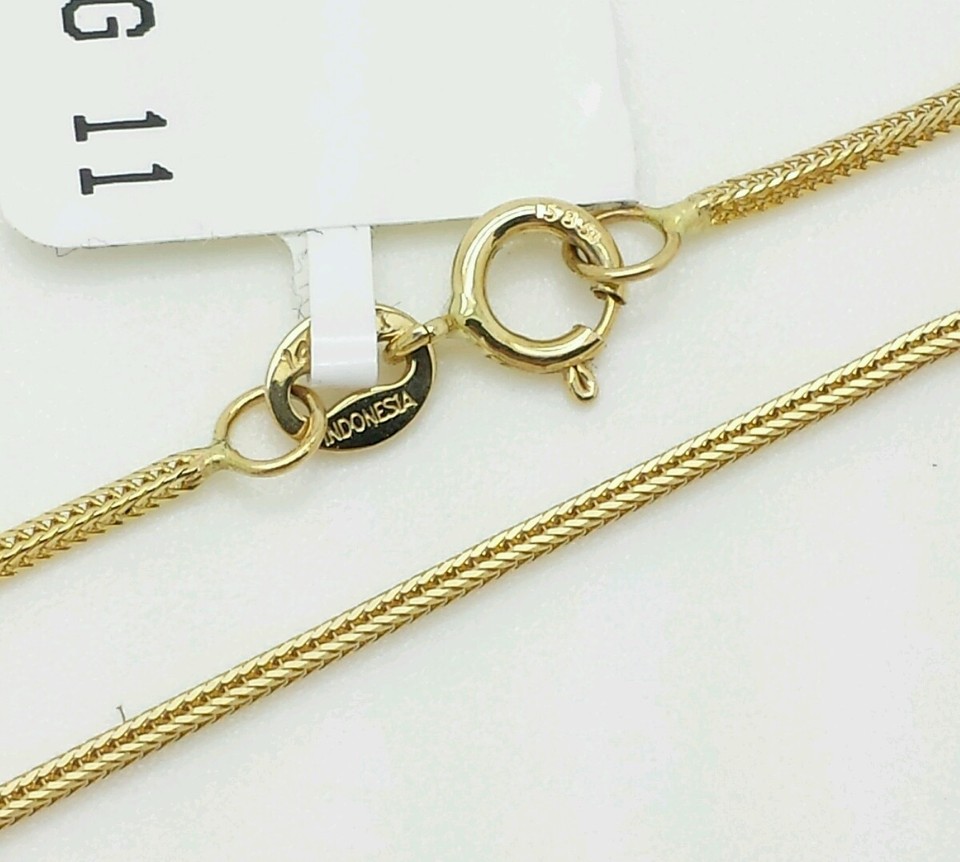 14k Solid Yellow Gold Foxtail Square Box Wheat Necklace Chain 20" 0.8mm ...