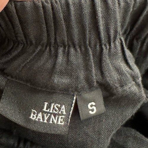 Lisa Bayne Sienna Wide Leg Cropped Linen Pant Small High Waist Black ...