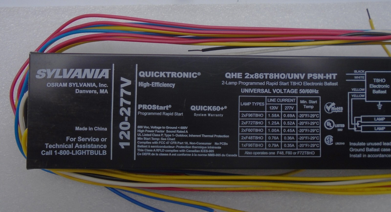 Sylvania Quicktronic QHE2x86T8HO / UNV PSN-HT 120-277V Ballast #B1 | eBay