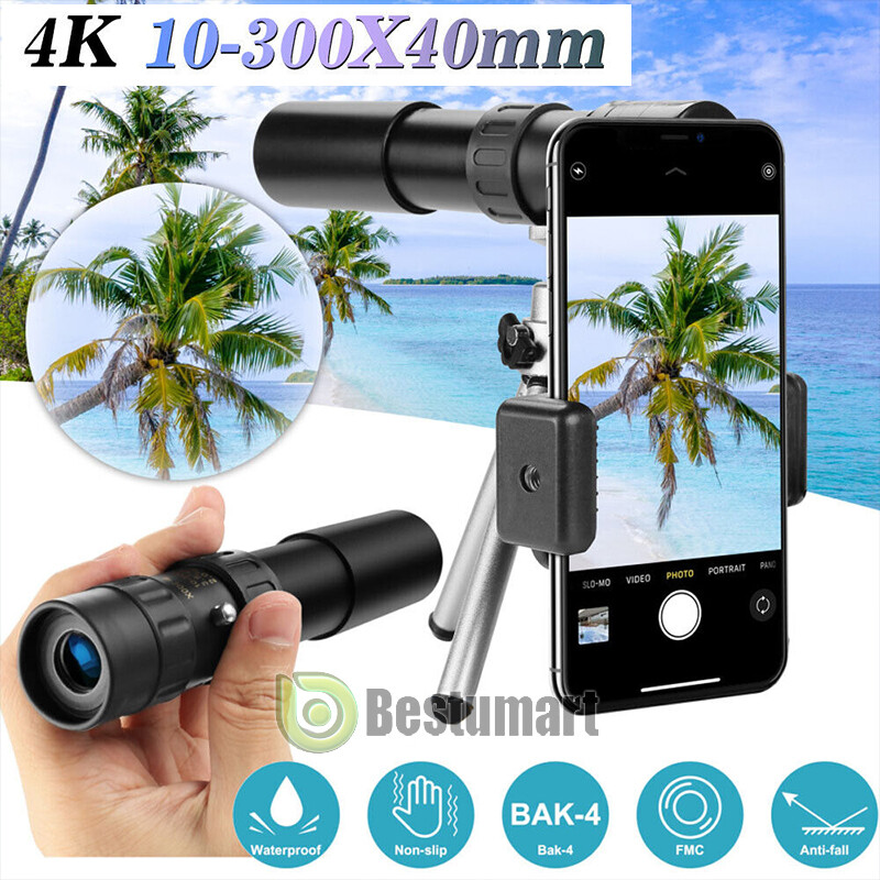 10-300X40mm Monocular Cell Phone Camera Telephoto Lens+Tripod For ...
