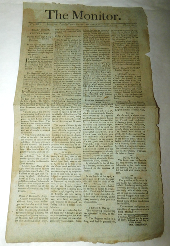 1799 Litchfield Connecticut "The Monitor" Newspaper, Napoleonic Wars | eBay