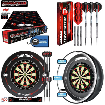 Winmau Blade 6 Professional Dartboard & 360° Plasma Dartboard Light ...