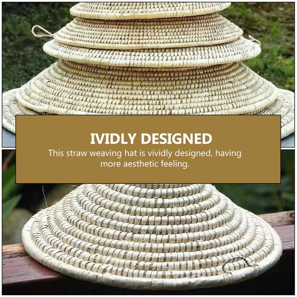 1Pc Handmade Straw Hat Straw Weaving Pot Cover Home Lampshade Cover ...