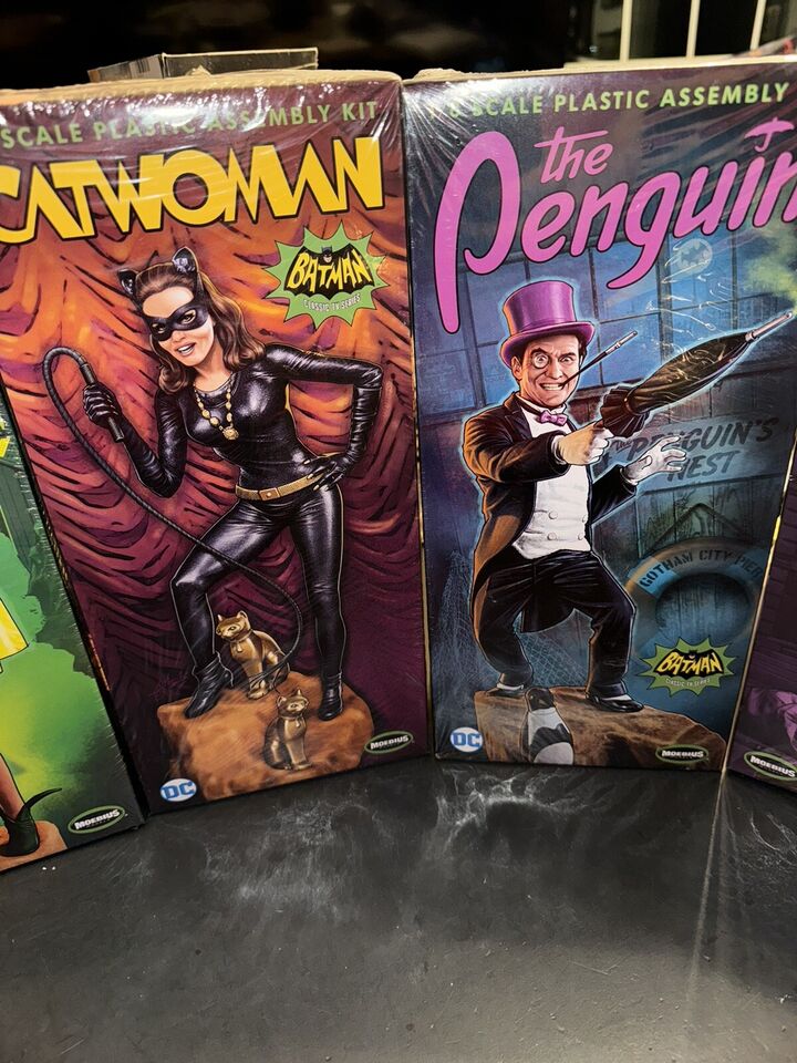 6 Moebius 1966 TV Batman Models Penguin Joker Riddler 1:8 Catwoman ...