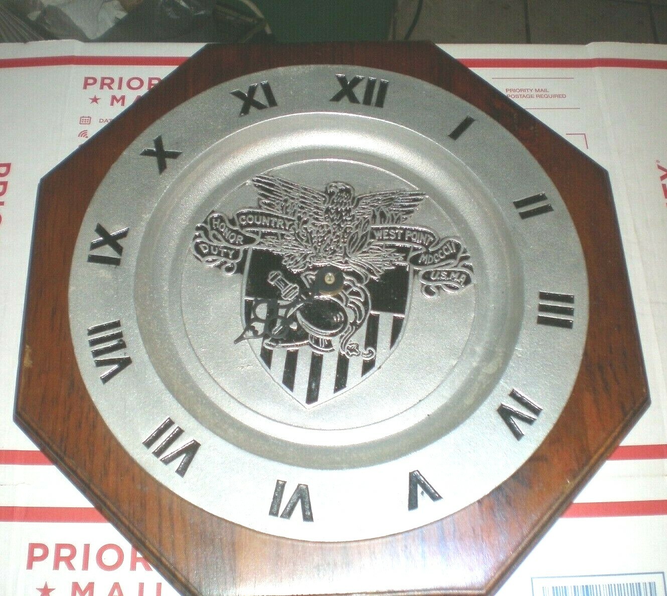Vintage WEST POINT Clock PEWTER & WOOD ARMY MILITARY ACADEMY | eBay