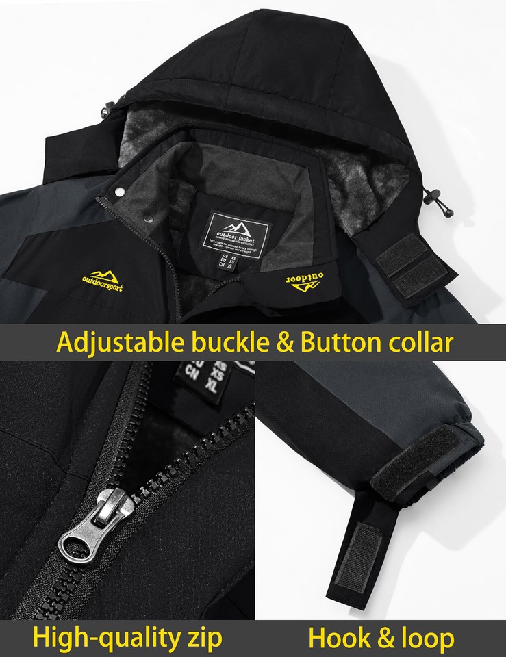 Men's Winter Ski Jacket Waterproof Snow Coat Snowboard Fleece Lining ...