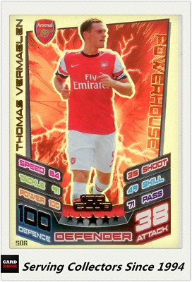 2012-13 Match Attax 100 Club Foil Card #506 Thomas Vermaelen (Arsenal ...
